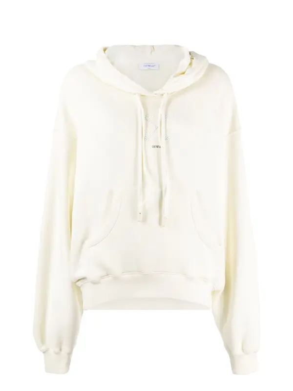Off-White Crystal Embellished Arrows Hoodie - White
