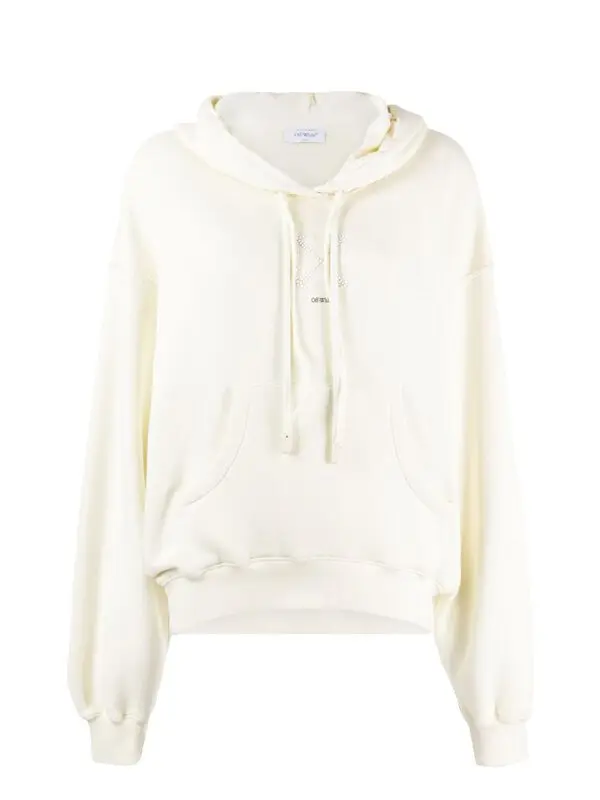 Off-White Crystal Embellished Arrows Hoodie - White