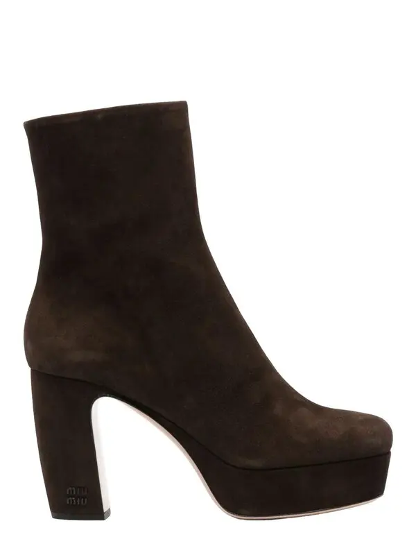 Miu Miu 95mm Suede Ankle Boots - Brown