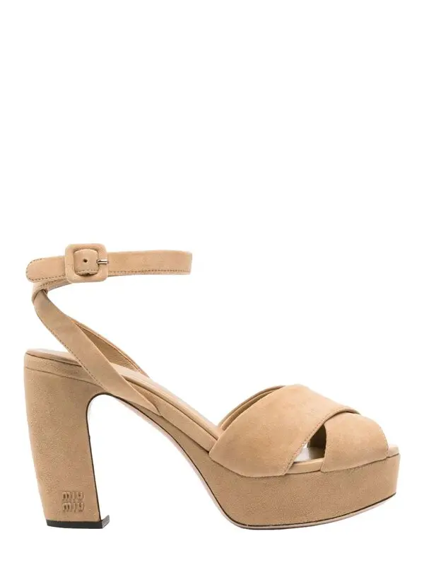 Miu Miu Crossover Platform Sandals - Neutrals