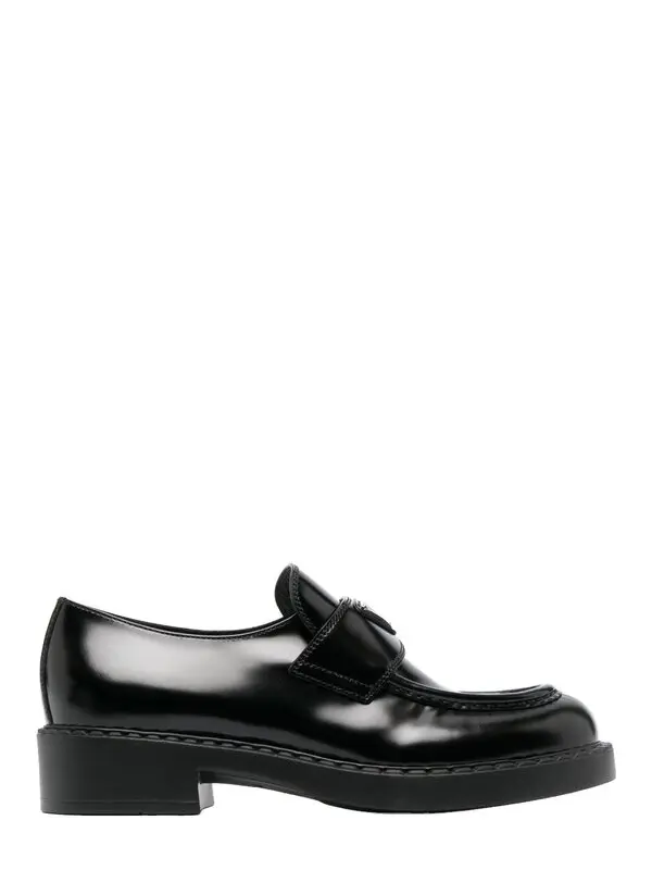 Prada Chocolate Logo Plaque 40mm Loafers - Black