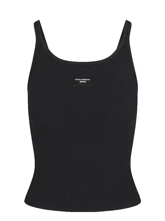SKIMS X Dolce&gabbana Cotton Rib Scoop Tank - Onyx