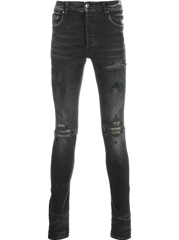 Amiri Leather Camo Mx1 Jeans - Aged Black
