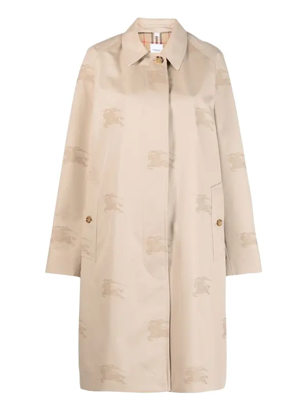 Burberry All-over Embroidered Cotton Coat - Neutrals
