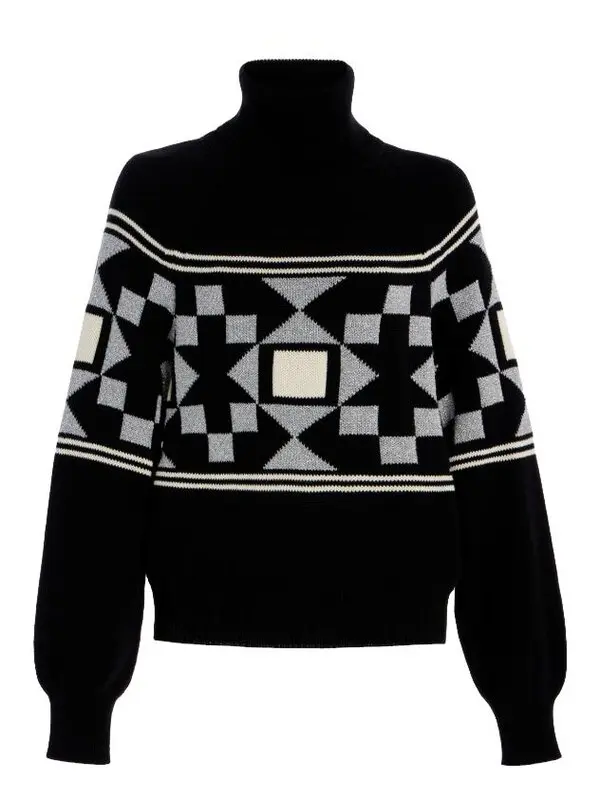 HIGH SPORT Lara Fair Isle Cotton-blend Turtleneck Sweater - Black