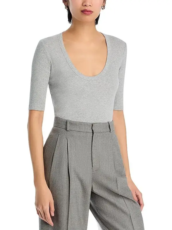 Fabiana Filippi Scoop Neck Tee - Gray