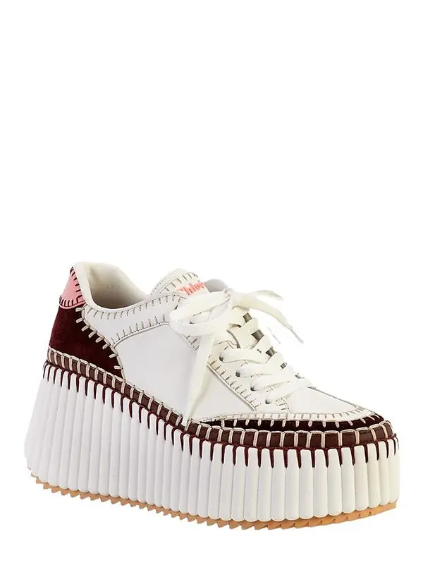 Chloé Nama Stitch Sneakers - Burgundy Pink