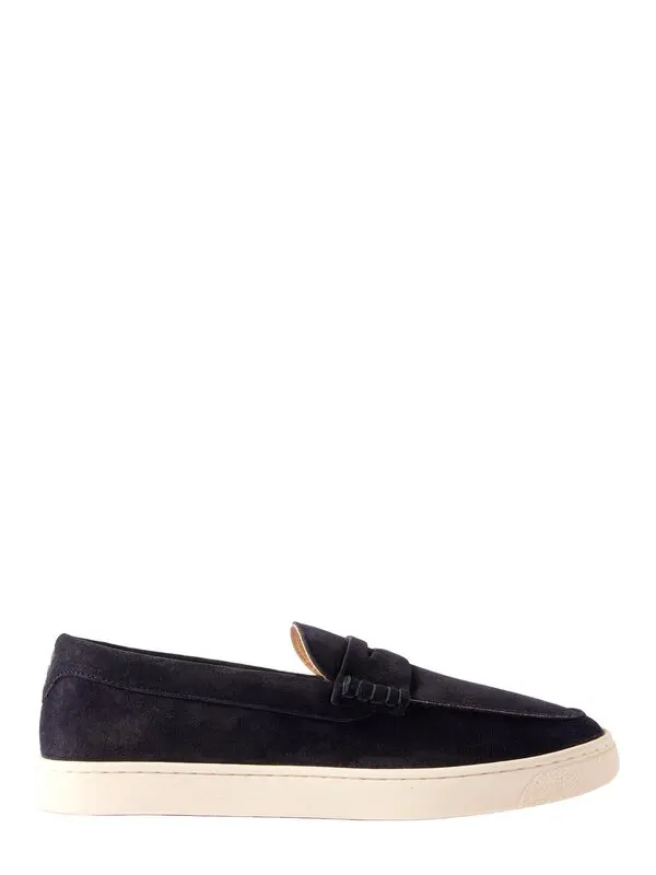 Brunello Cucinelli Suede Penny Loafers - Blue