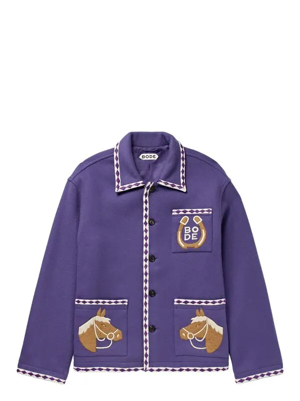 BODE Bronco Embroidered Wool-felt Jacket - Purple