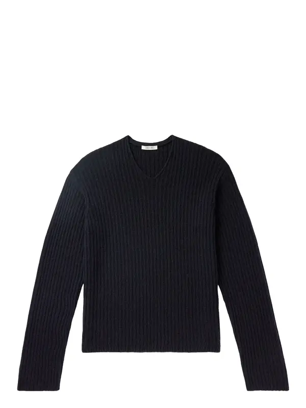THE ROW Gustave Ribbed Cashmere Sweater - Blue