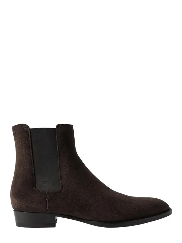 Saint Laurent Wyatt Suede Chelsea Boots - Brown