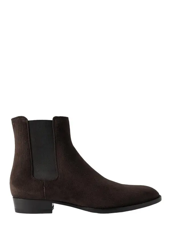Saint Laurent Wyatt Suede Chelsea Boots - Brown