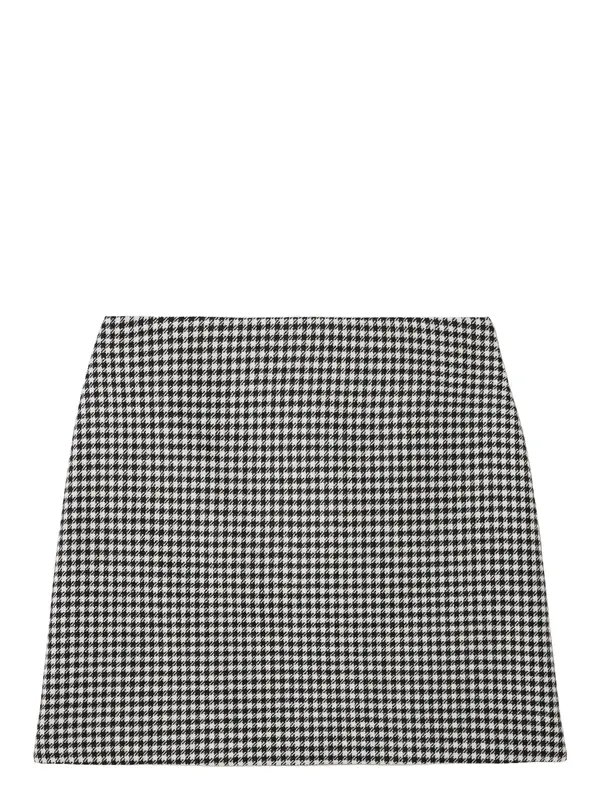 BLAZÉ MILANO Coci Houndstooth Wool Mini Skirt - Black