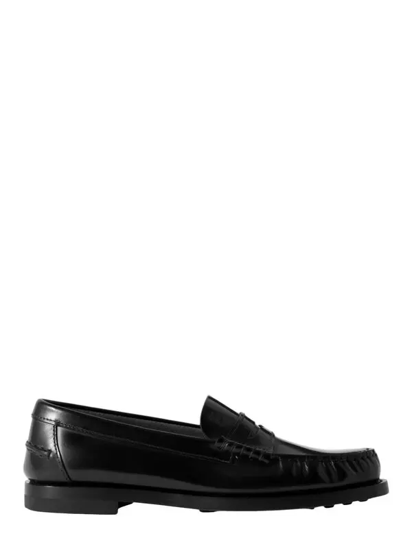 TOD'S Gathered Leather Loafers - Black