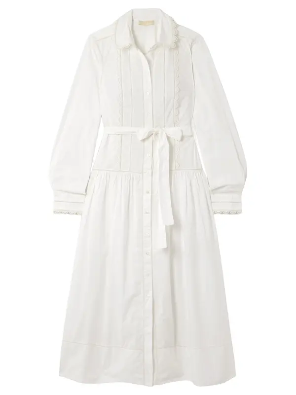 Ulla Johnson Ariane Belted Cotton-poplin Midi Dress - White