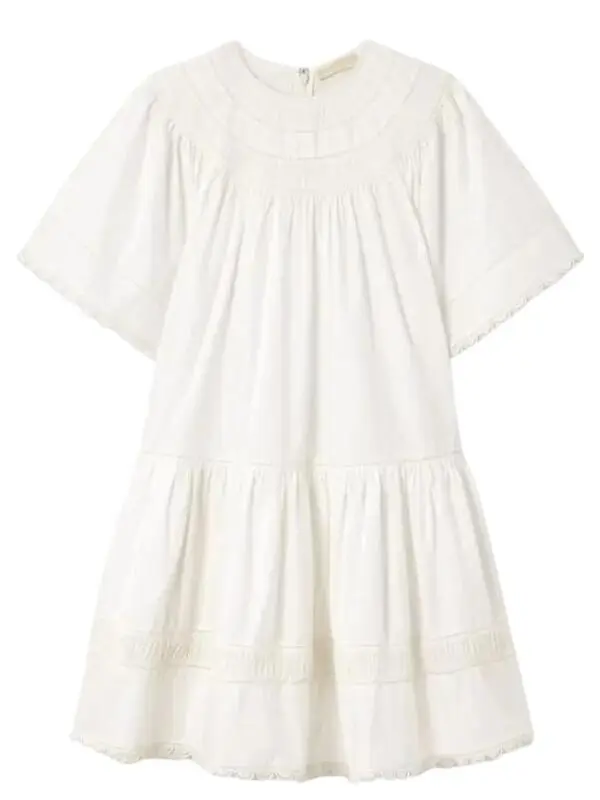 Ulla Johnson Oumi Crochet And Chiffon-trimmed Poplin Mini Dress - White