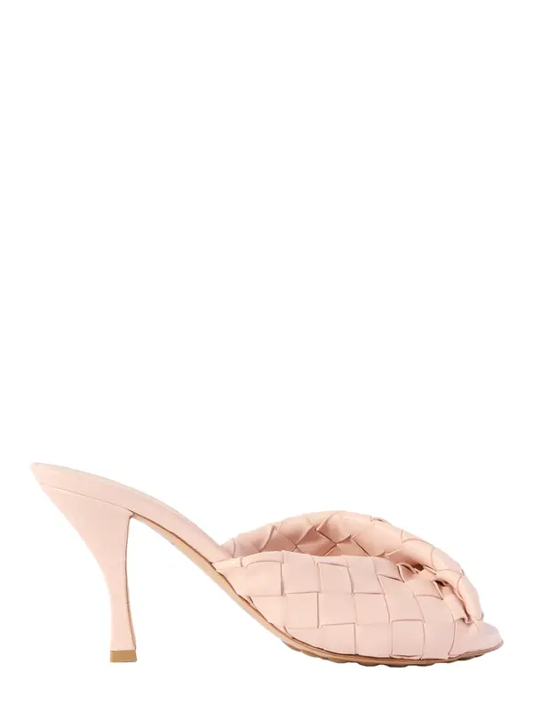 Bottega Veneta Blink Twisted Intrecciato Leather Mules - Pink