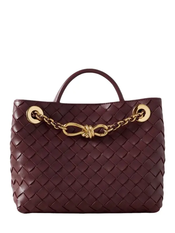 Bottega Veneta Andiamo Intrecciato Leather Shoulder Bag - Burgundy