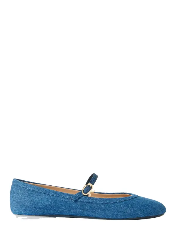 GIANVITO ROSSI Carla Denim Mary Jane Ballet Flats - Blue