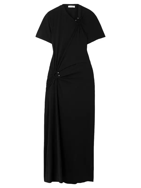 Rabanne Embellished Cutout Jersey Maxi Dress - Black