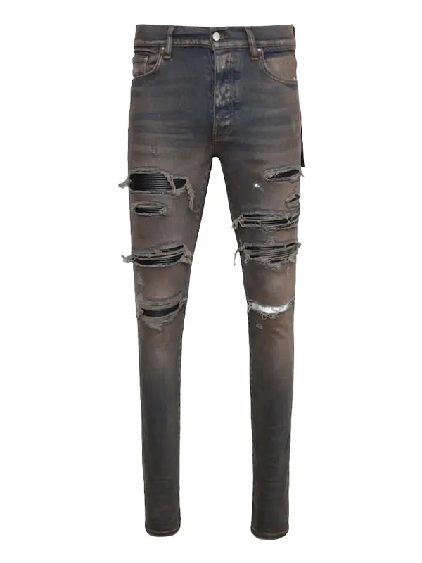 Amiri Leather Thrasher Jeans - Dark Indigo