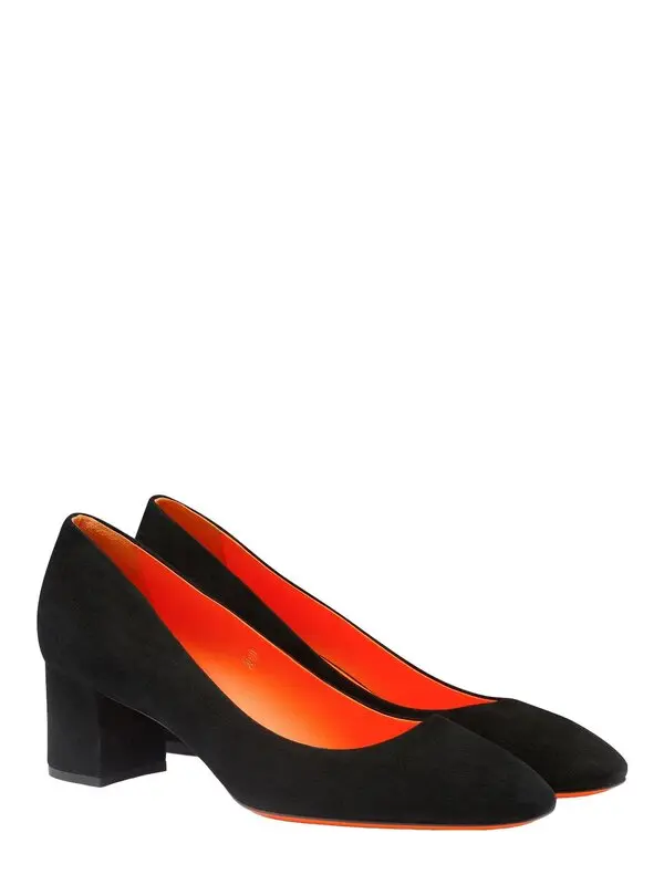 Santoni Suede Low-heel Pumps - Black