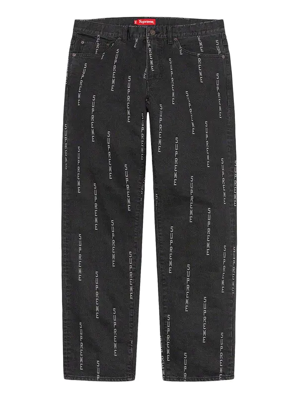 Supreme Logo Stripe Jacquard Regular Jean - Black