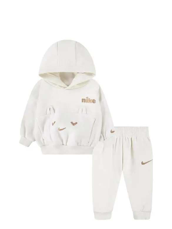 Nike Animal Embroidered Fleece Hoodie & Joggers Set - Pale Ivory