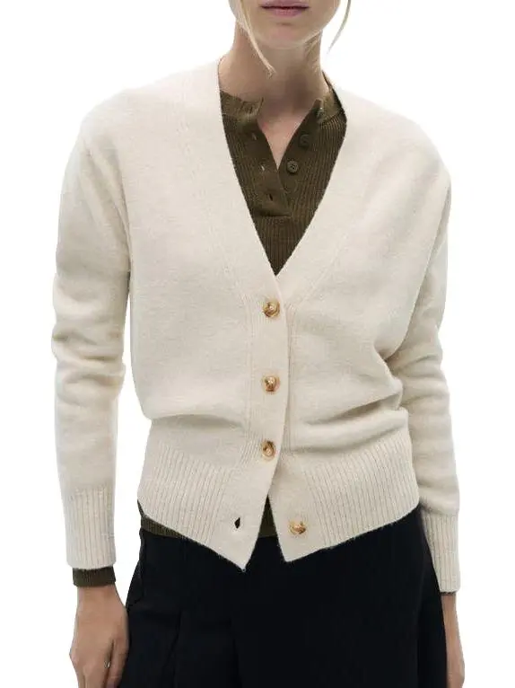 Mango Marina V-neck Cardigan - Sand