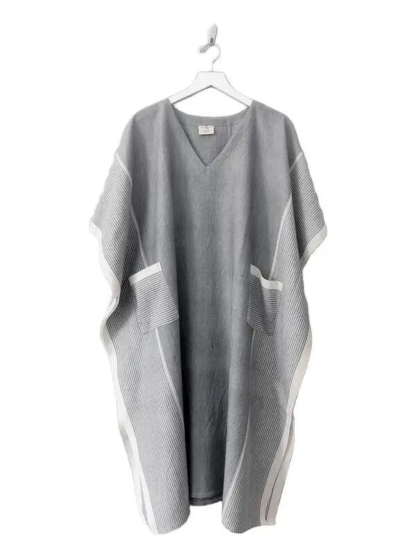HOME & LOFT Tribeca V-neck Kaftan - Grey Stripe