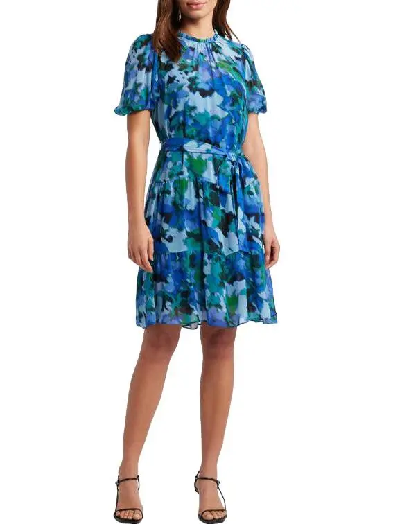 Julia Jordan Floral Tiered Dress - Blue Multi