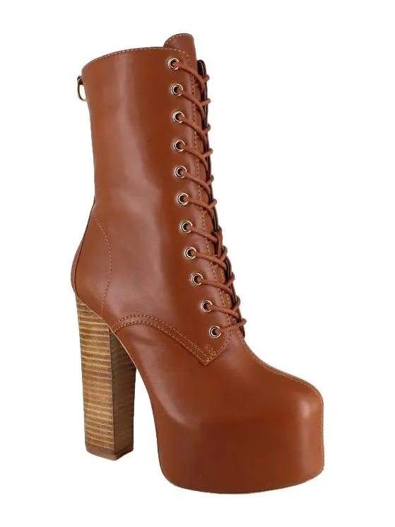 ZIGI Adara Lace-up Platform Boot - Brown