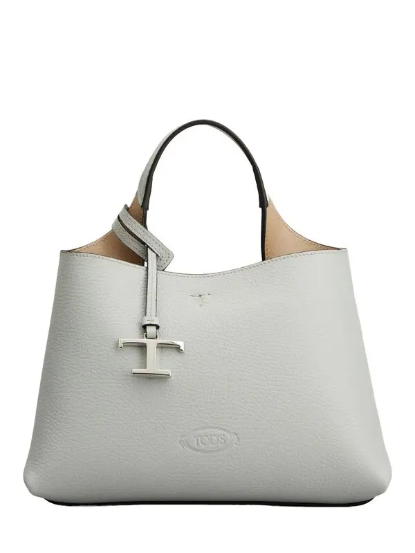 TOD'S Micro Leather Top Handle Bag - Grey Natural