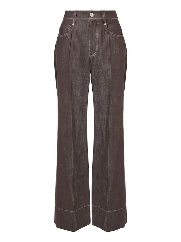 Brunello Cucinelli Mid-rise Wide-leg Jeans - Brown