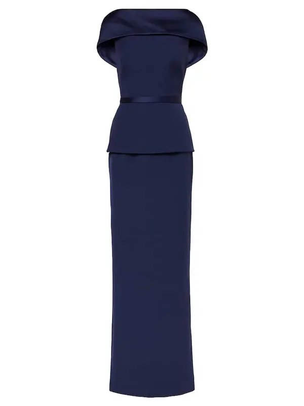Safiyaa Rella Draped Peplum Midi Dress - Blue