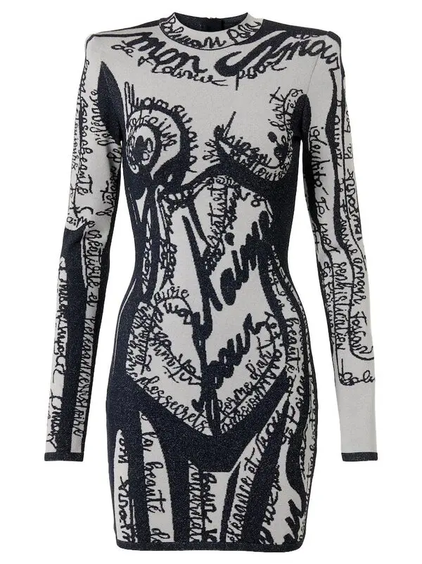 Balmain Knitted Mini Dress - Grey