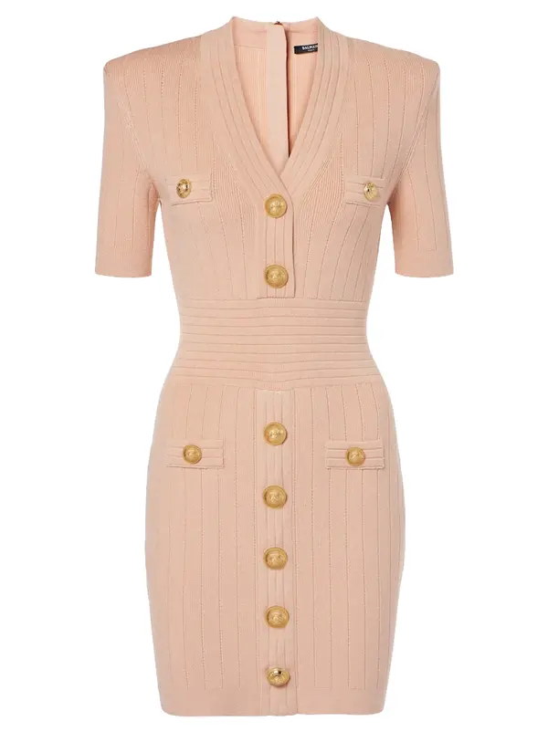 Balmain Knitted Minidress - Neutrals