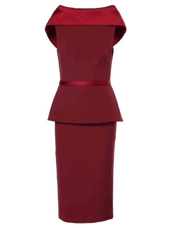 Safiyaa Rella Draped Peplum Midi Dress - Burgundy
