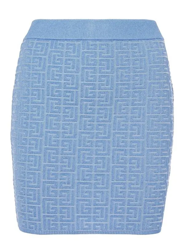 Balmain Monogram Mini Skirt - Blue
