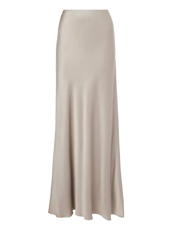 Brunello Cucinelli Satin Cady Maxi Skirt - Beige