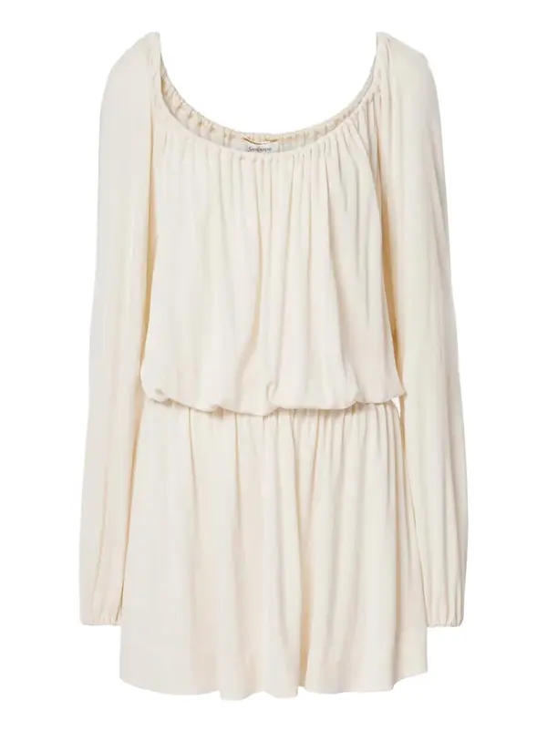 Saint Laurent Ruffled Jersey Minidress - White