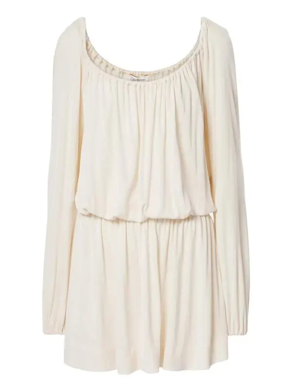 Saint Laurent Ruffled Jersey Minidress - White