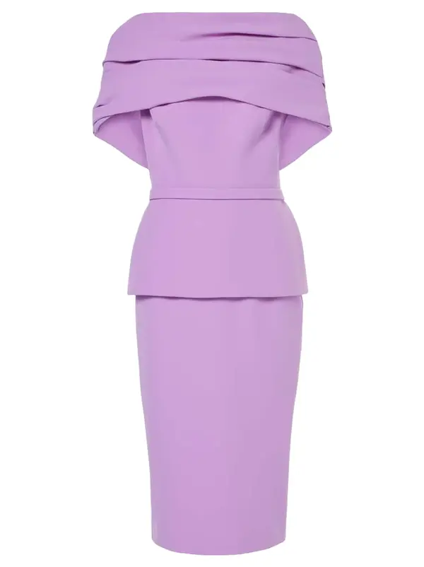 Safiyaa Loura Draped Peplum Midi Dress - Purple