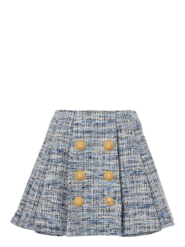 Balmain Space-dyed Cotton-blend Miniskirt - Blue