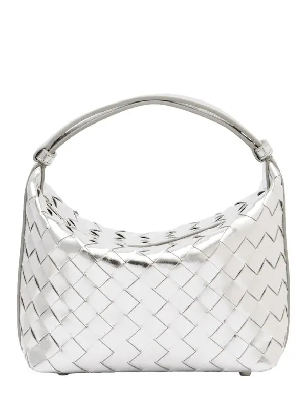 Bottega Veneta Wallace Intrecciato Leather Shoulder Bag - Silver