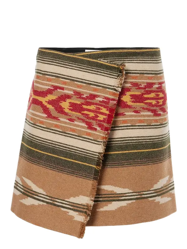 MARANT ETOILE Adelaide Fringed Wool-blend Miniskirt - Brown