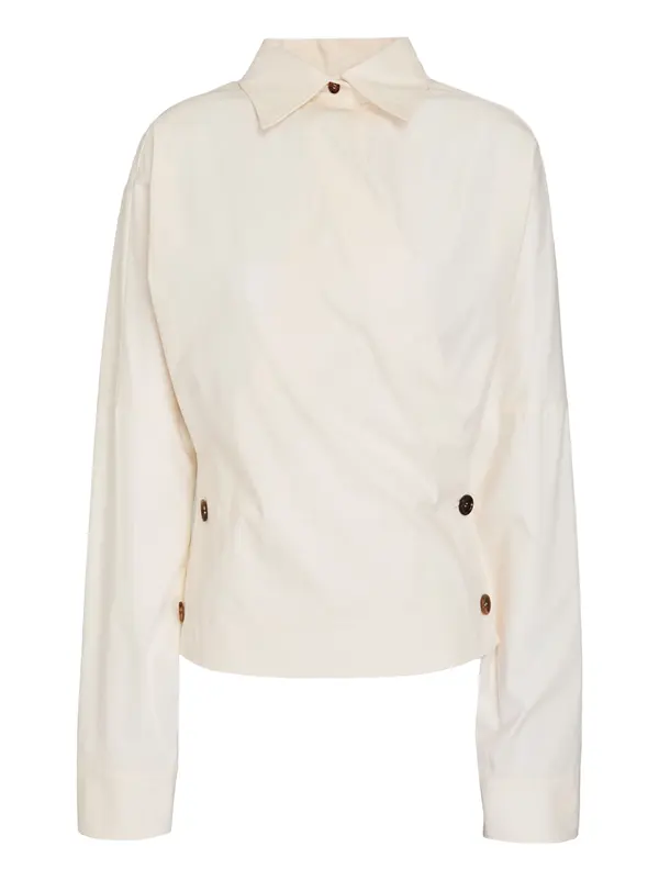 Philosophy Di Lorenzo Serafini Cotton-blend Poplin Wrap Top - Ivory
