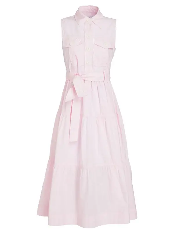 Derek Lam 10 Crosby Florence Tiered Cotton-poplin Midi Dress - Baby Pink