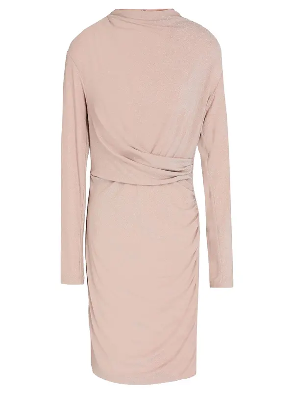 Diane Von Furstenberg Yuki Draped Metallic Knitted Dress - Blush