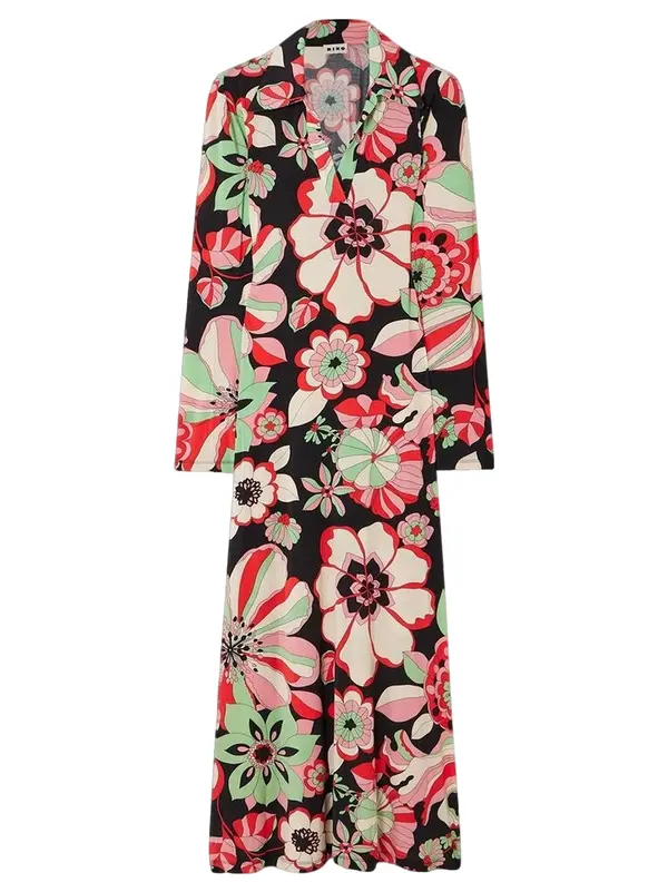 Rixo Tillie Floral-print Stretch-jersey Midi Dress - Black